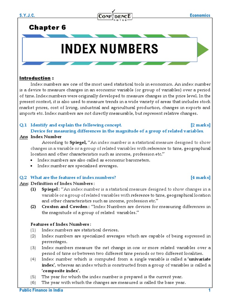 06 Index Numbers | PDF | Cost Of Living | Index (Economics)