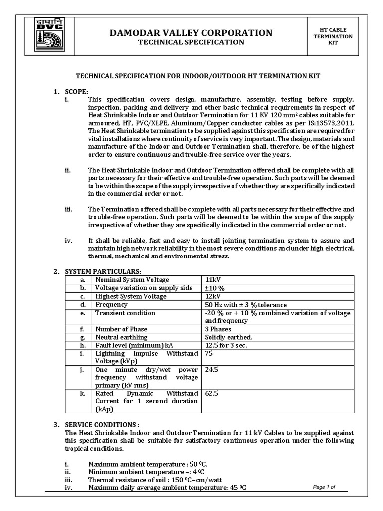 HT Cable Termination Kit 14.3.22 | PDF | Electrical Connector | Pipe ...