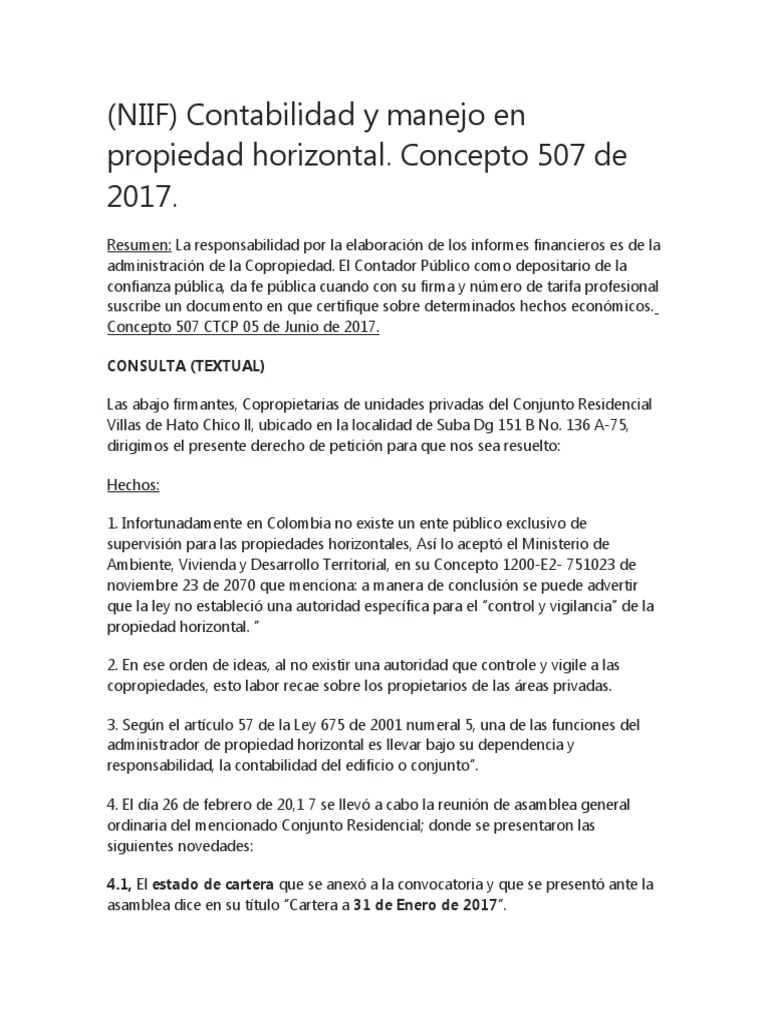 Niif Propiedad Horizontal | PDF | Contador | Contabilidad