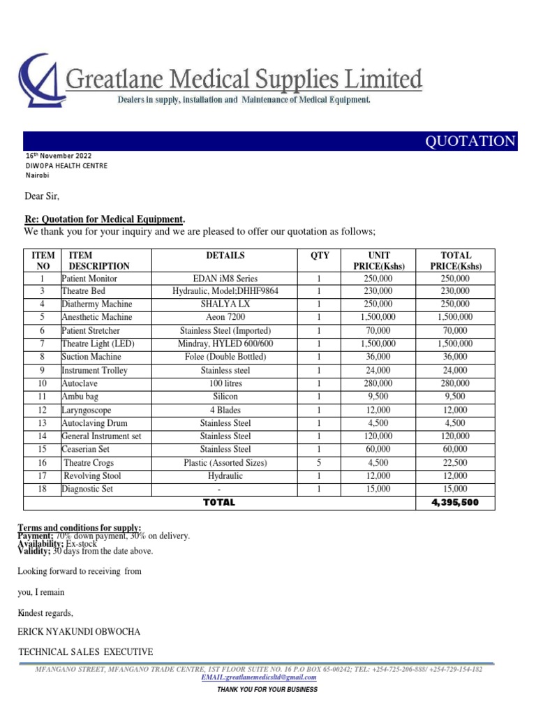 Medical Equipment Quotation 2022 | PDF | Medicine | Equipment