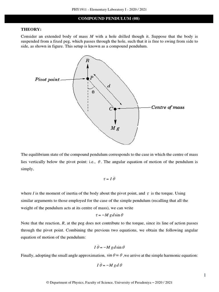 8 - Compound Pendulum | PDF
