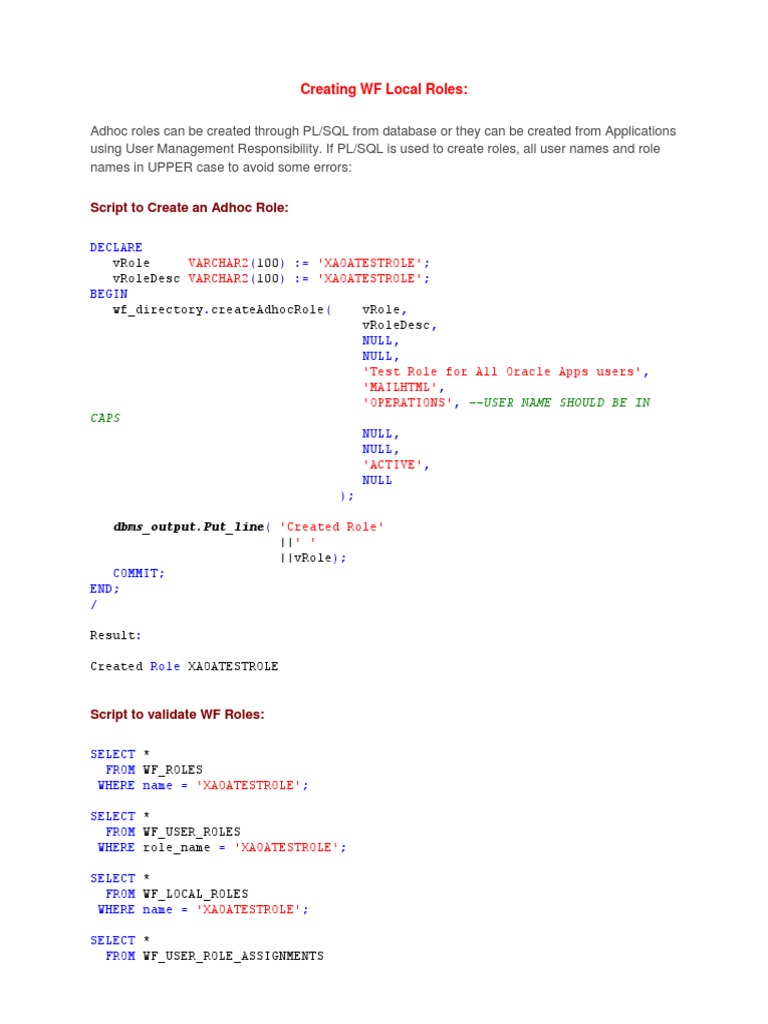 Creating WF Local Roles-2 | PDF | Databases | Pl/Sql