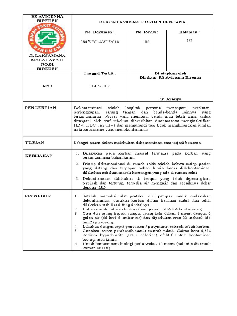 Spo Dekontaminasi Korban Bencanaa | PDF | Griya & Taman | Sains & Matematika