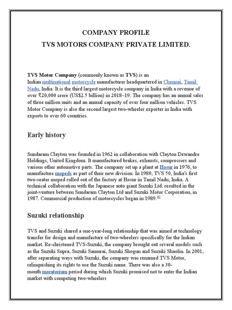 TVS Motors Company Private Limited: An Overview of a Leading Indian ...