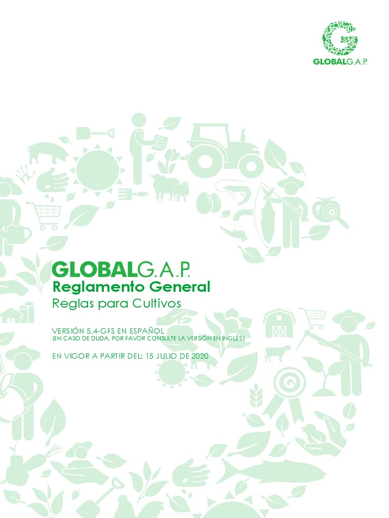 Global GAP Reglamento para Cultivos 5.4 GFS Frutas, Hortalizas y Acuicultura 2022 | PDF ...
