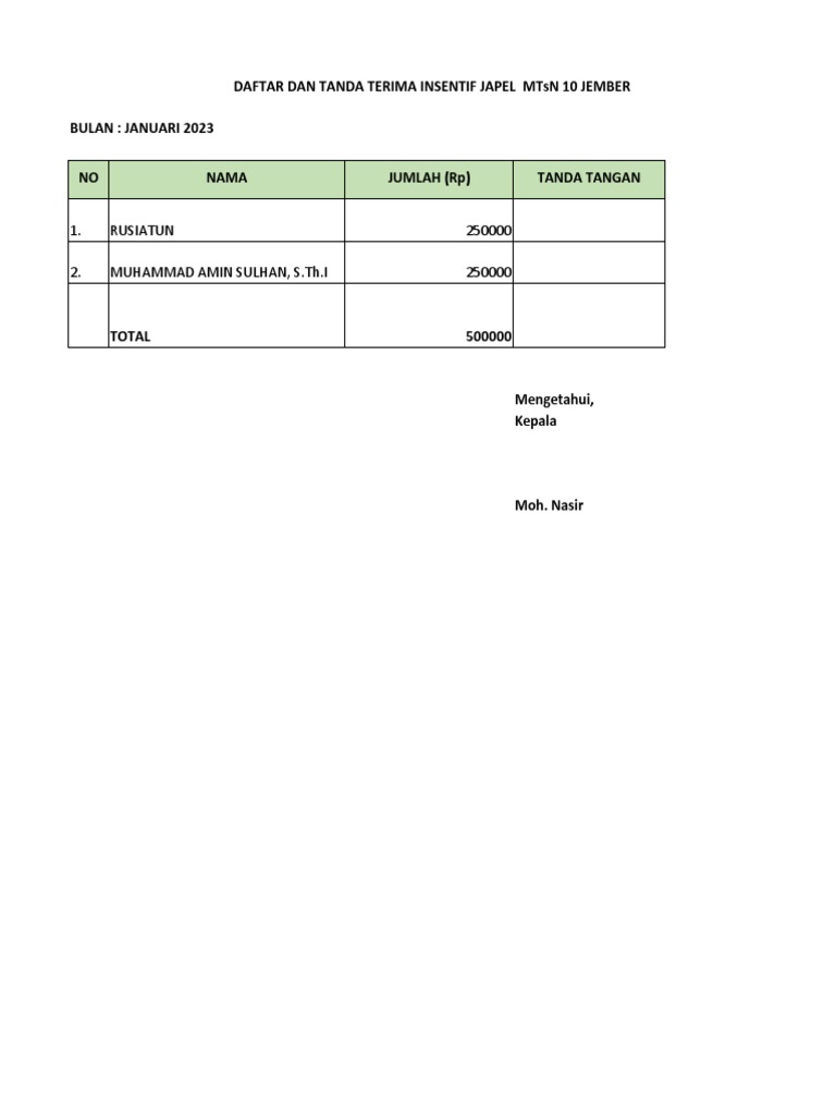 Form Tanda Terima | PDF