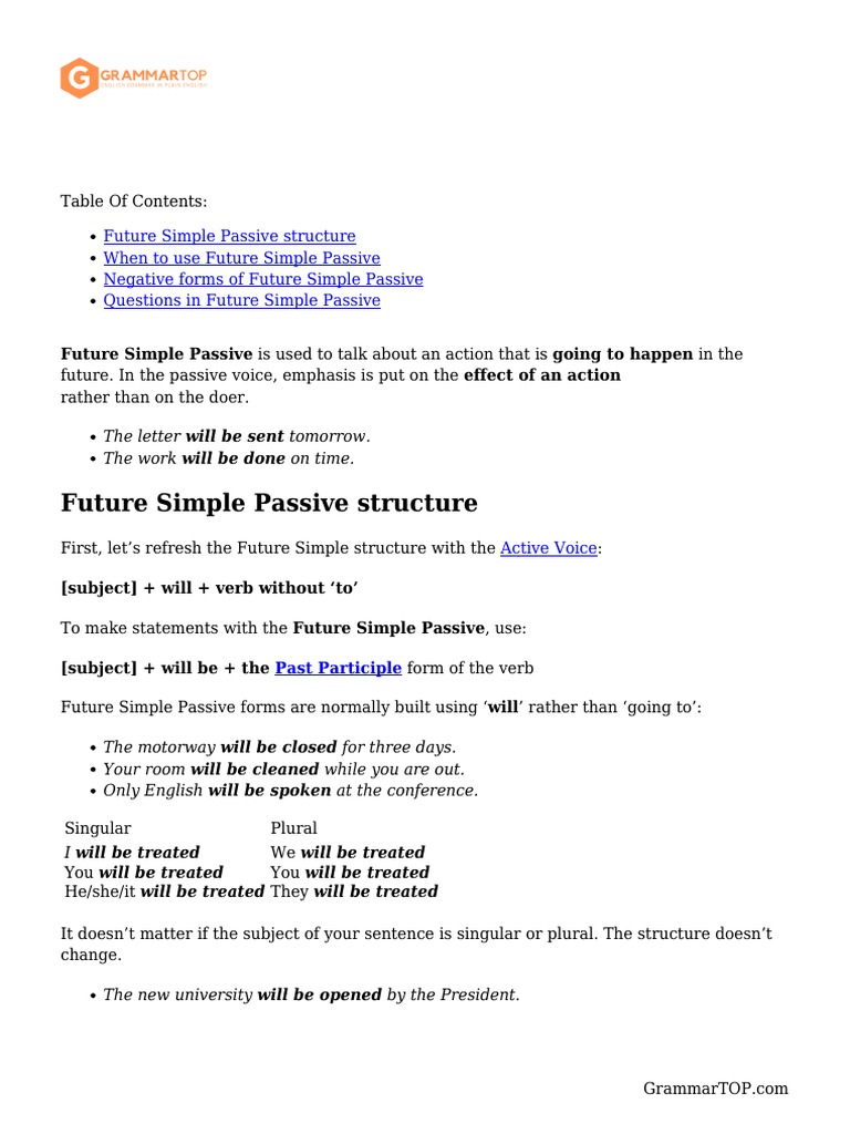 Future Simple Passive | PDF