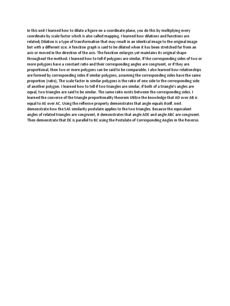 Dilation and Similarity in Geometry | PDF | Teaching Methods ...