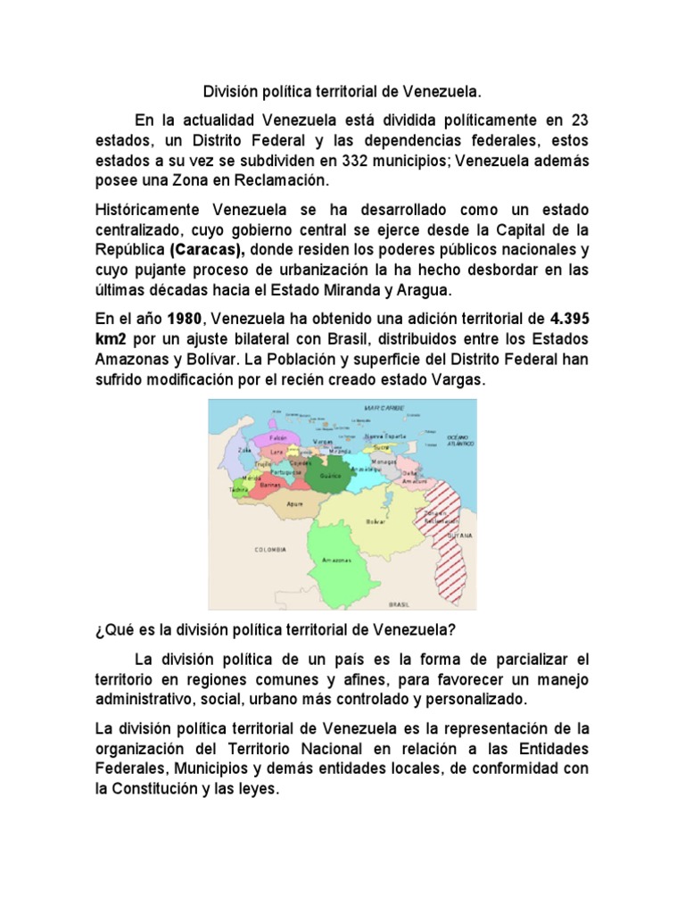 División Política Territorial de Venezuela | PDF | Venezuela | Gobierno