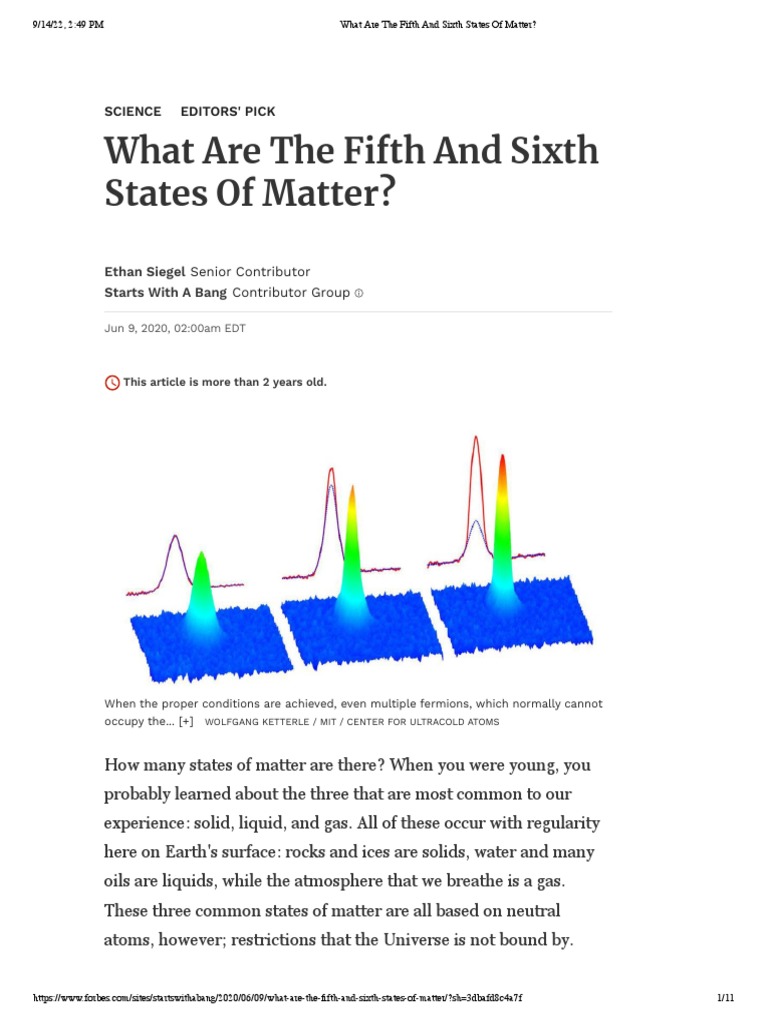 Mia Distel - What Are The Fifth and Sixth States of Matter | PDF | Spin ...