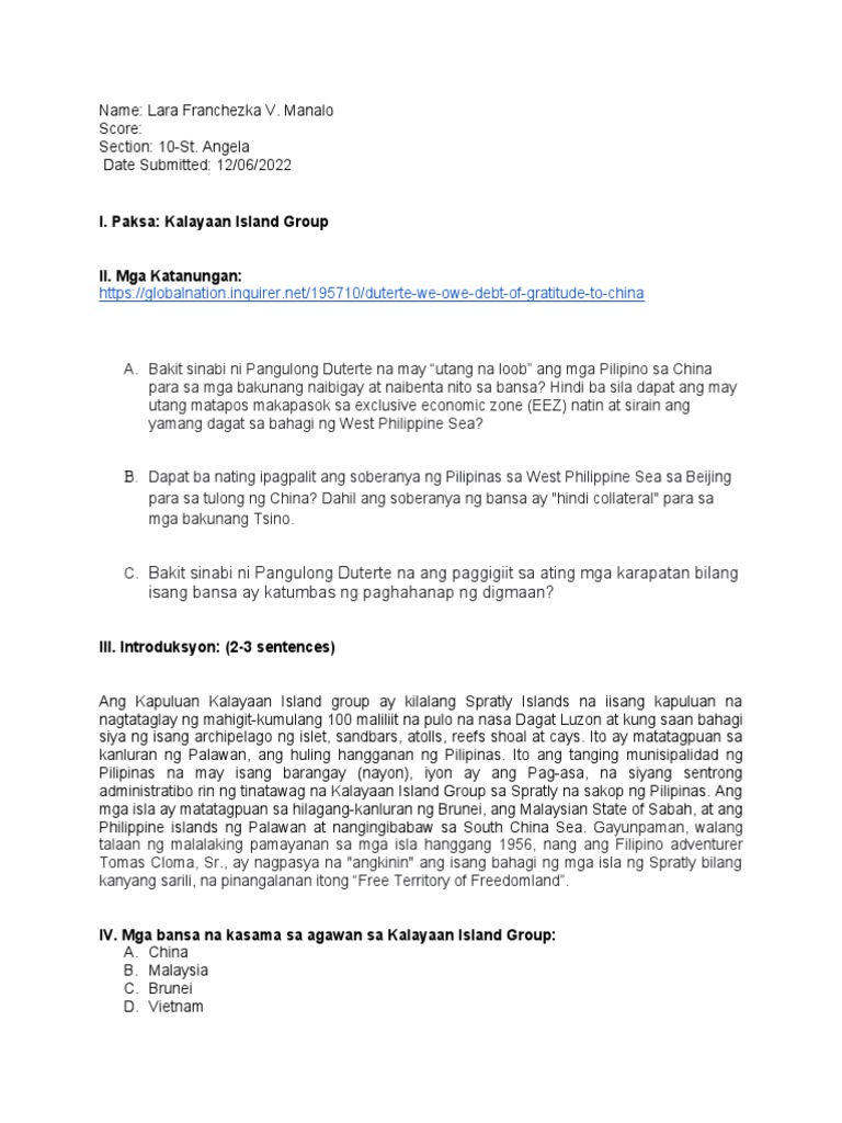 Kalayaan Island Group | PDF