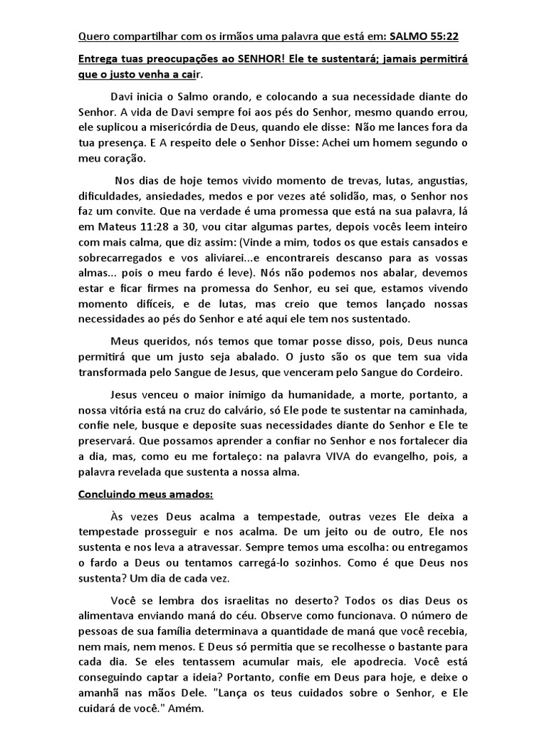 Salmo 55 | PDF | Deus | Jesus