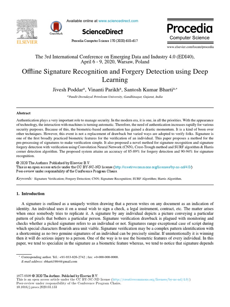 Offline Signature Recognition and Forgery Detectio | PDF | Artificial Neural Network | Applied ...