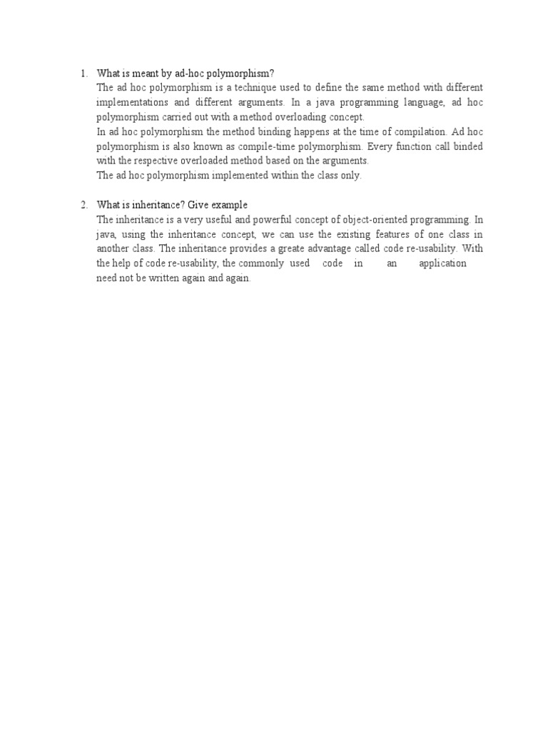 Java Unit-1 Part-II Question and Answers | PDF | Inheritance (Object Oriented Programming ...