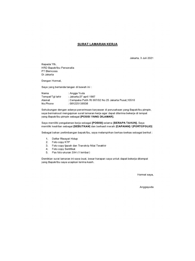 Lampiran - Contoh Surat | PDF