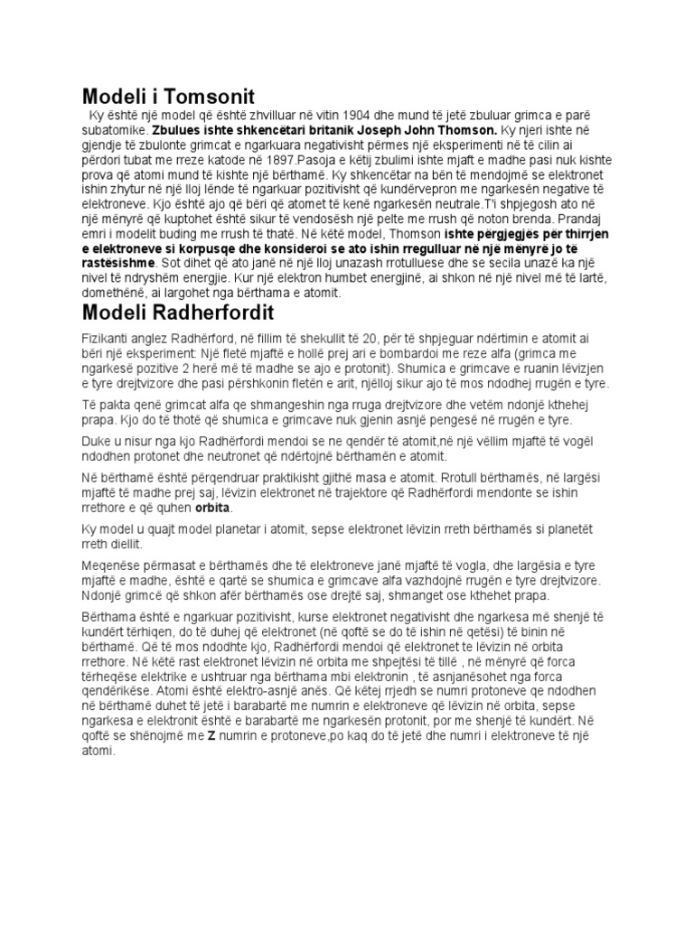 Modeli I Tomsonit | PDF