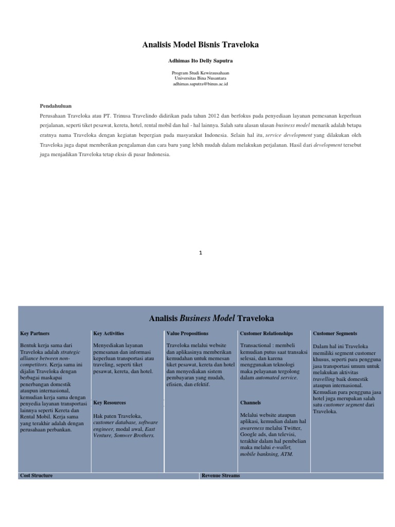 Analisis Model Bisnis Traveloka | PDF