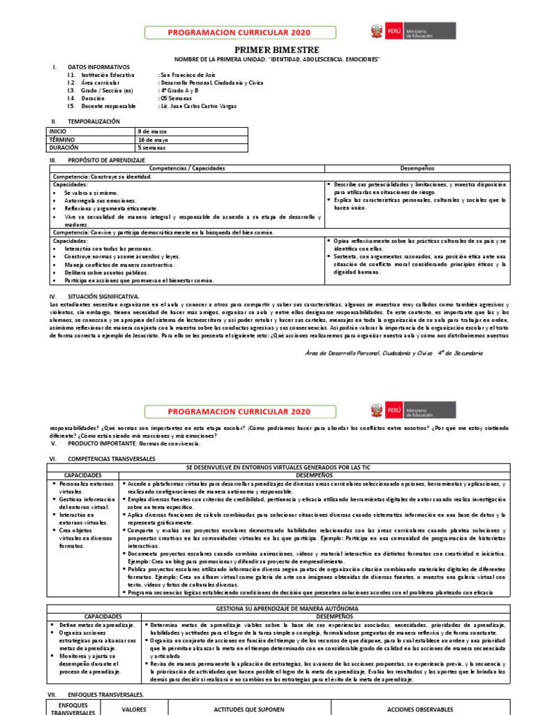 Unidades De Aprendizaje De Dpcc 4 Pdf Aprendizaje Evaluación 4764