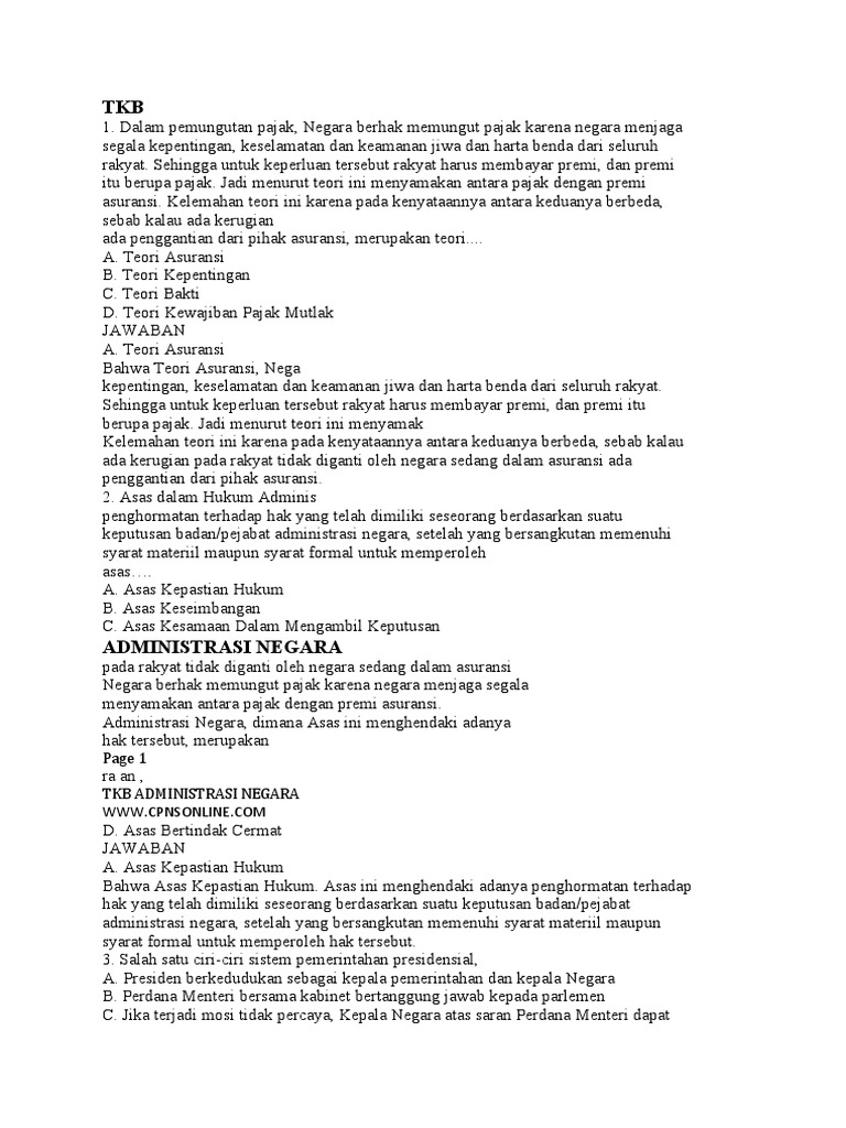 TKB Administrasi Negara | PDF