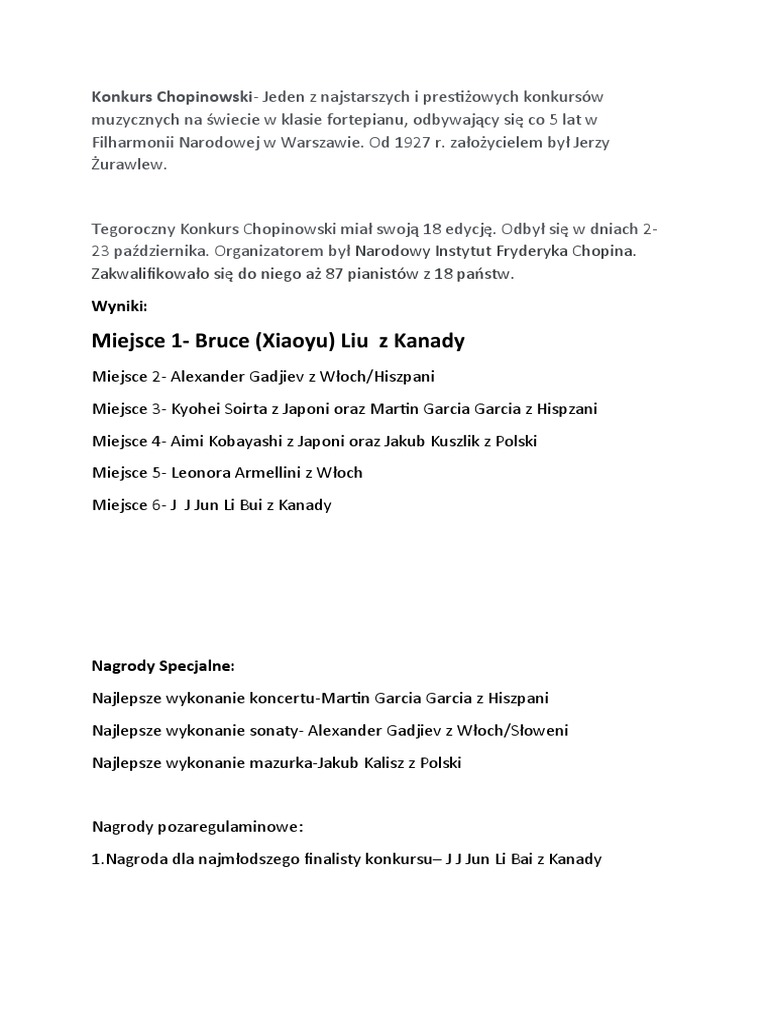 Konkurs Chopinowski | PDF