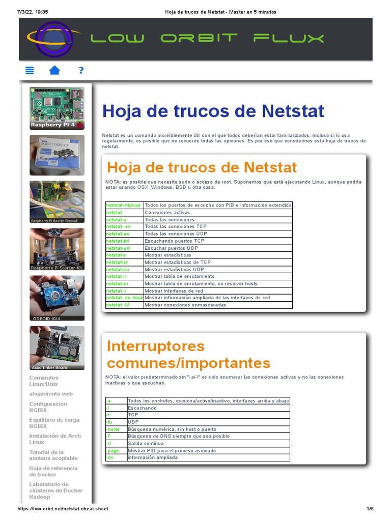 Hoja de Trucos de Netstat - Master en 5 Minutos | PDF | Familias de sistemas operativos ...
