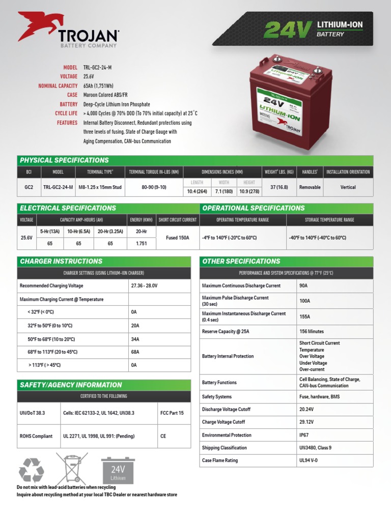 24V Lithium Datasheet 093022 WEB | PDF | Battery Charger | Lithium Ion ...