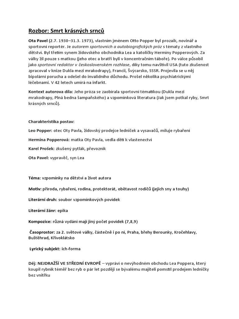 SMRT Krásných Srnců | PDF