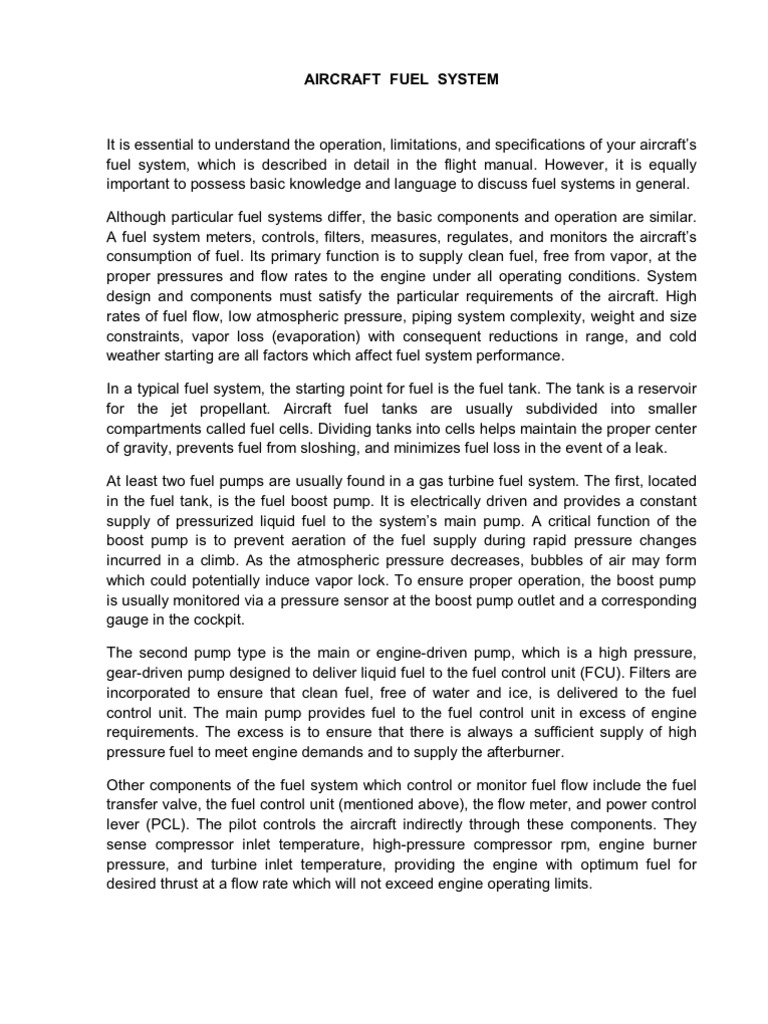 Aircraft Fuel System | PDF