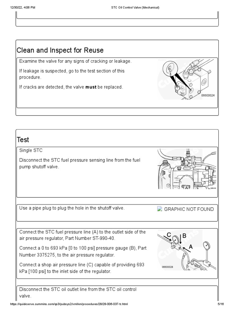 STC Oil Control Valve Testing Guide | PDF | Valve | Energy Technology