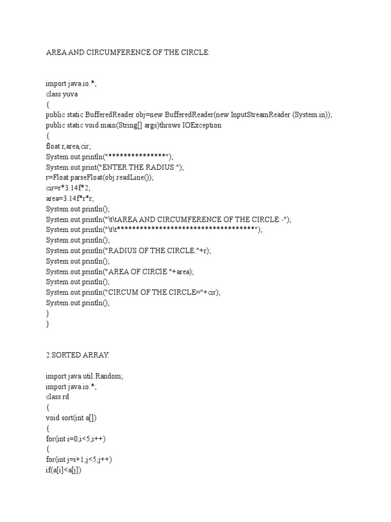 Java Programs | PDF | Computer Engineering | Computer Science Java Programs | PDF | Computer Engineering | Computer Science