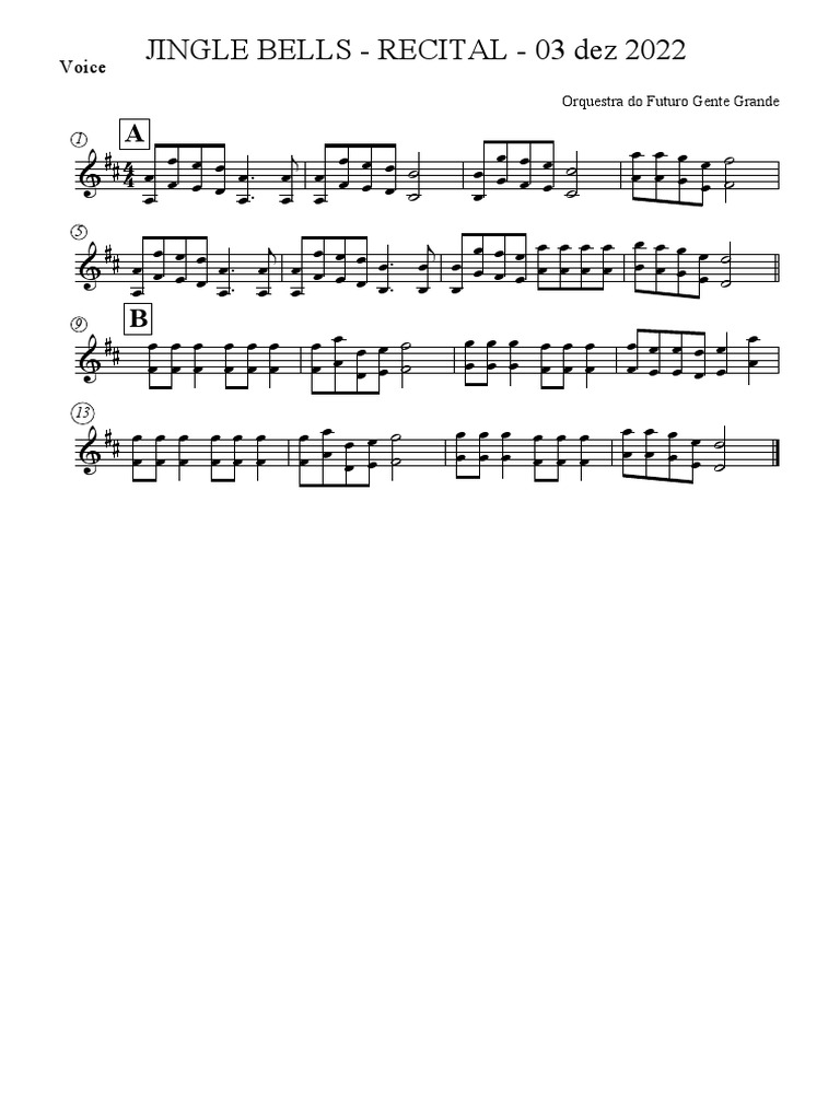Jingle Bells Recital Sheet Music | PDF