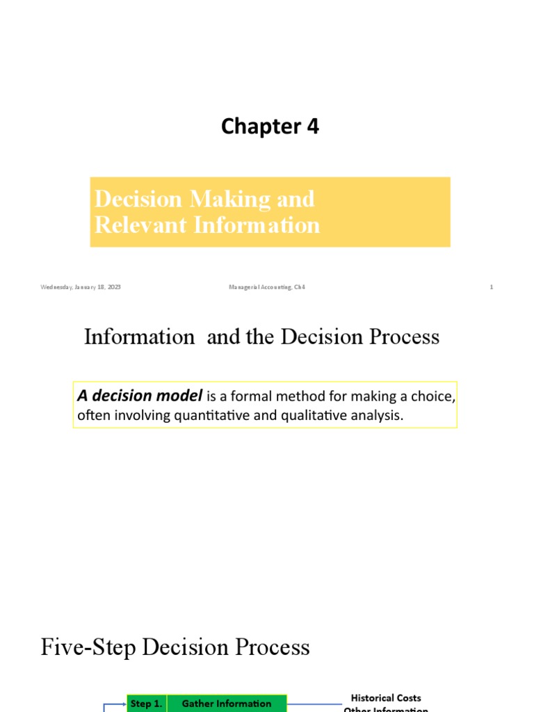 CHAPTER-4 Decision and Relevant Information | PDF | Book Value | Cost