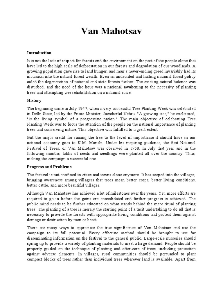 Van Mahotsav | Download Free PDF | Trees | Deforestation