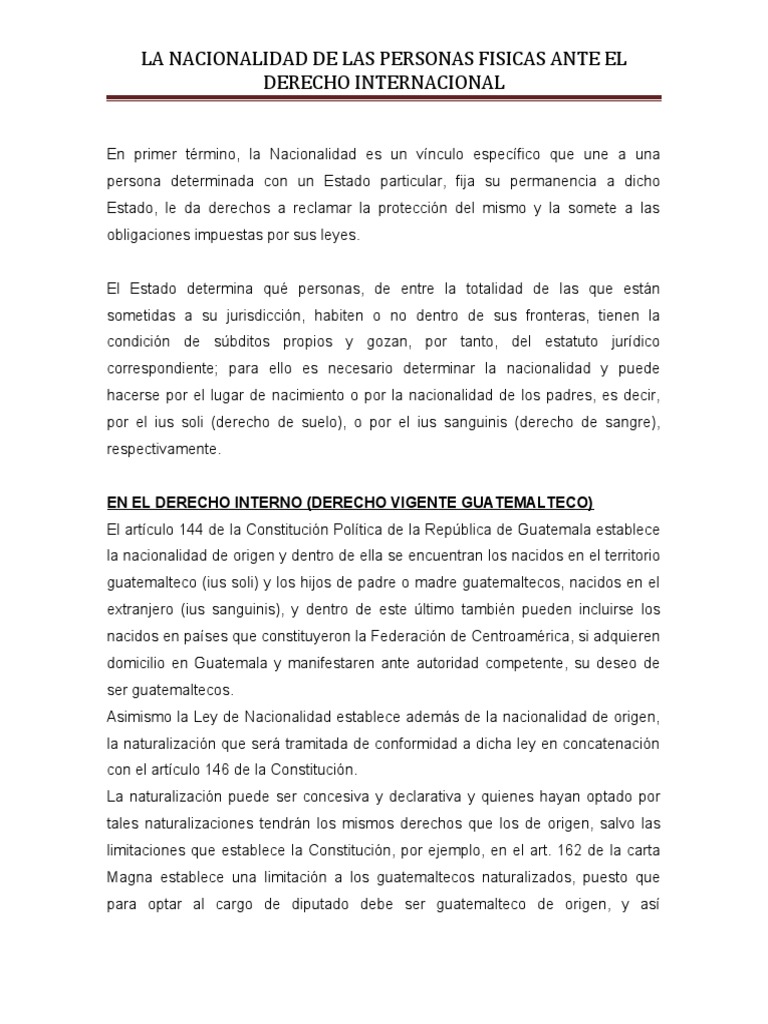 La nacionalidad de las personas físicas | PDF | Nacionalidad | Ley ...