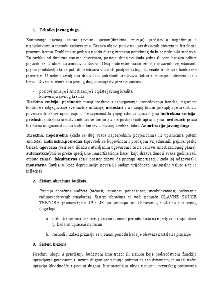 Upravljanje Javnim Dugom (Skripta Za Prvu Parcijalu) | PDF