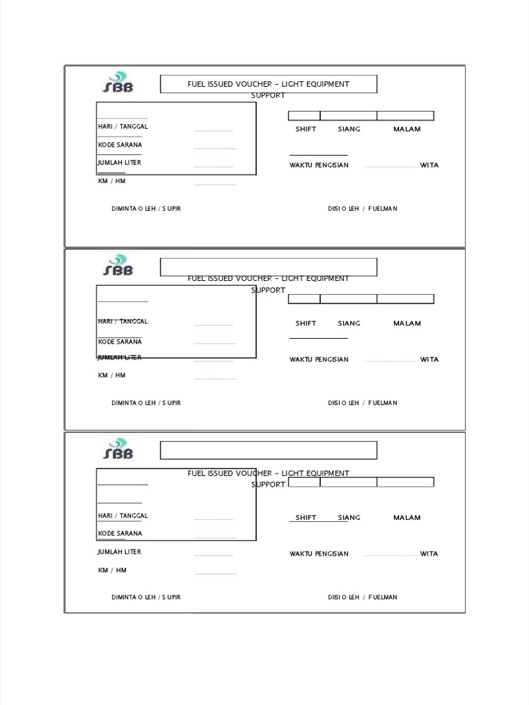 PDF SBB Form Voucher Pengisian Solar Light Equipment - Compress | PDF