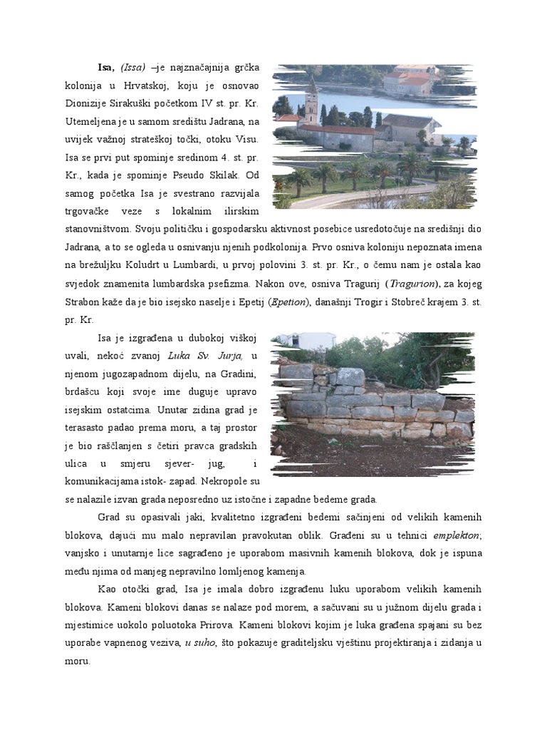 Isa, (Issa) - Je Najznačajnija Grčka: Ragurion | PDF