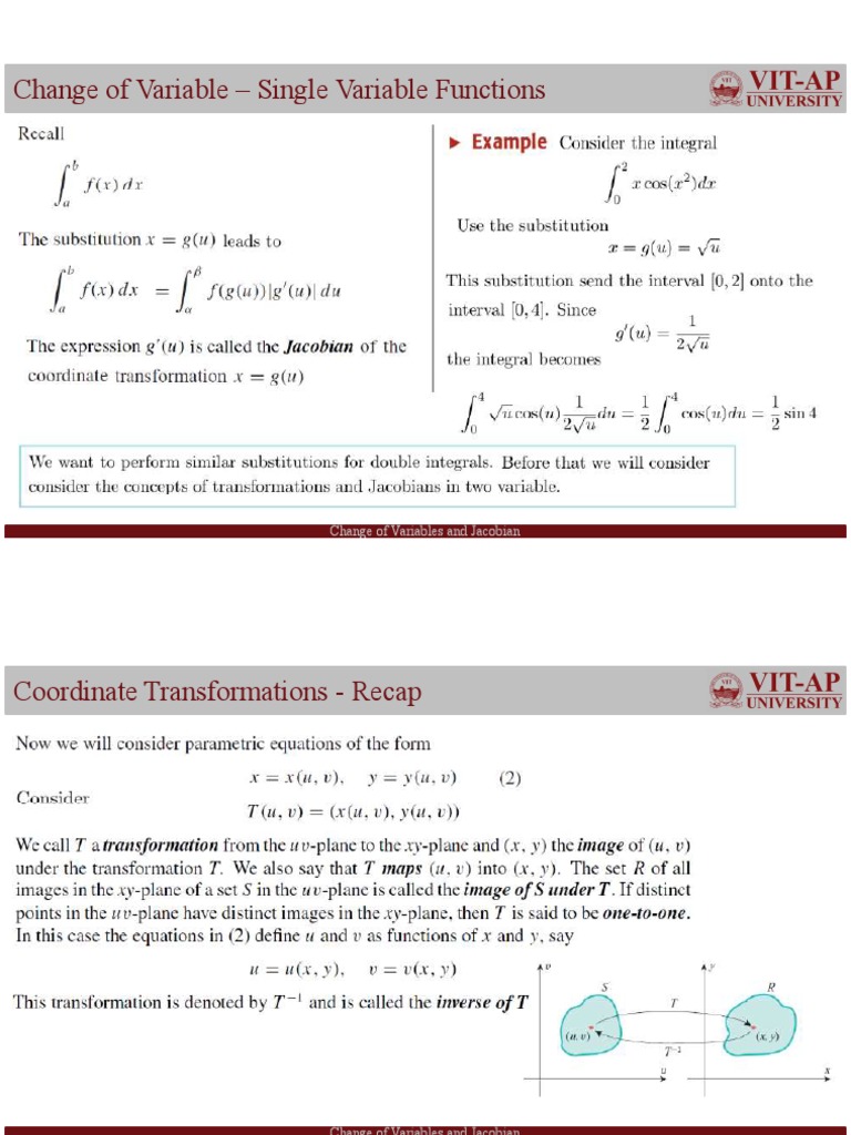 Change of Variables and Jacobian | PDF | Science & Mathematics