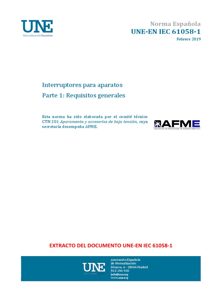 (Ex) Une-En Iec 61058-1 2019 | PDF | Fusible (Eléctrico ...