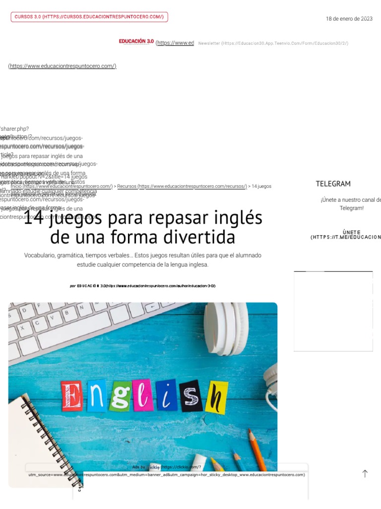 _Recopilación de 14 juegos para repasar inglés de una forma divertida ...