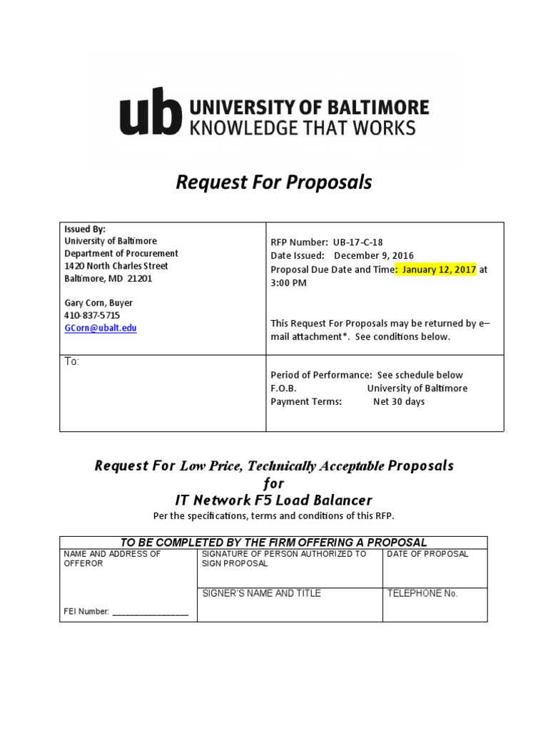 RFP UB-17-C-18 F5 Load Balancers v3 | PDF | Liability Insurance | Insurance