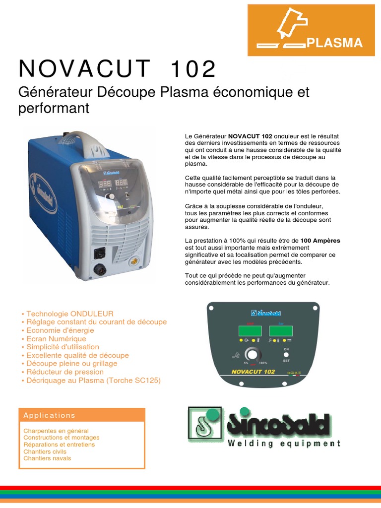 Générateur Plasma NOVACUT 102 | PDF | Générateur électrique | Onduleur