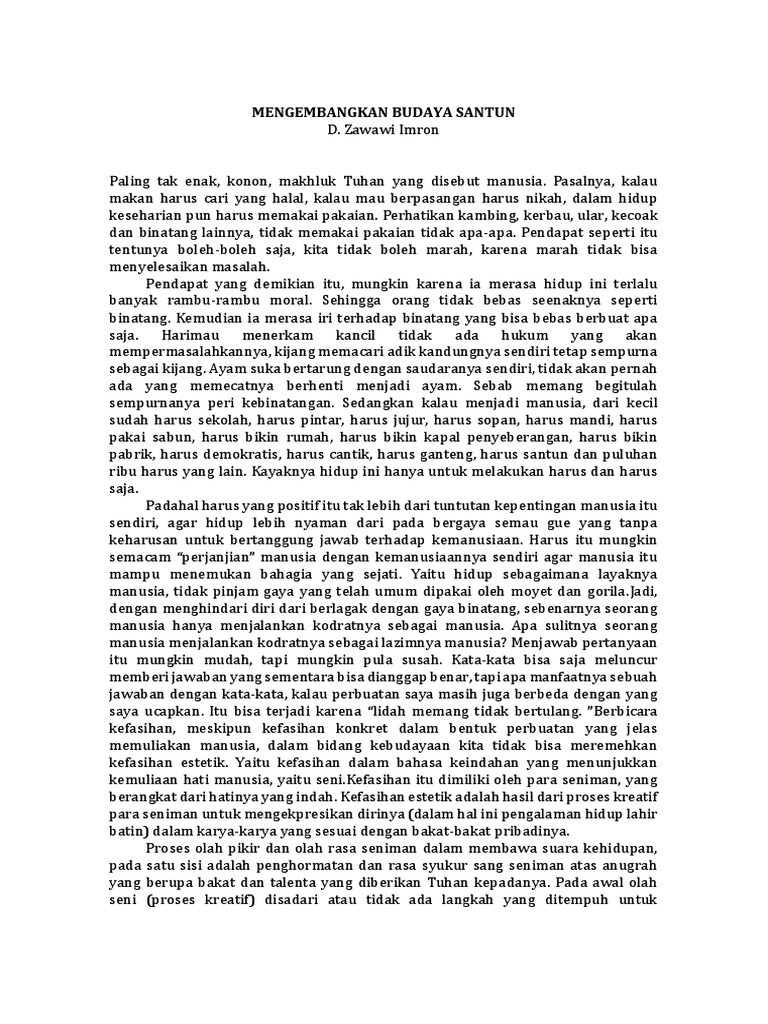 Mengembangkan Budaya Santun Manusia | PDF | Filsafat