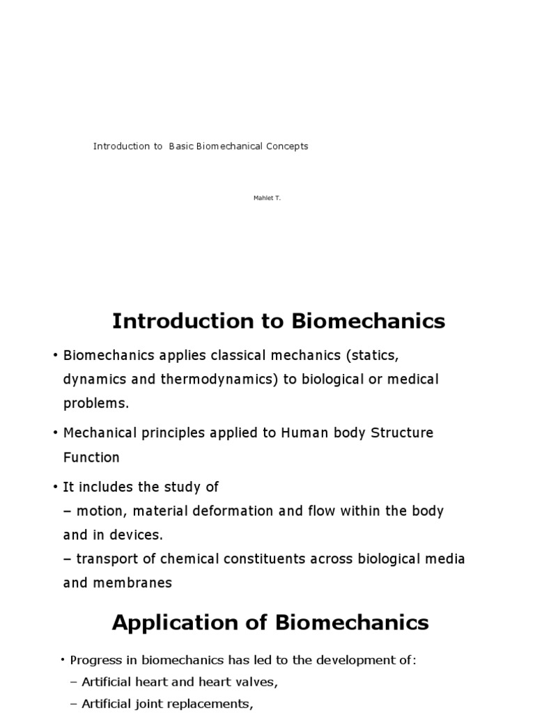 Introduction To Basic Biomechanical Concepts: Mahlet T | Download Free ...