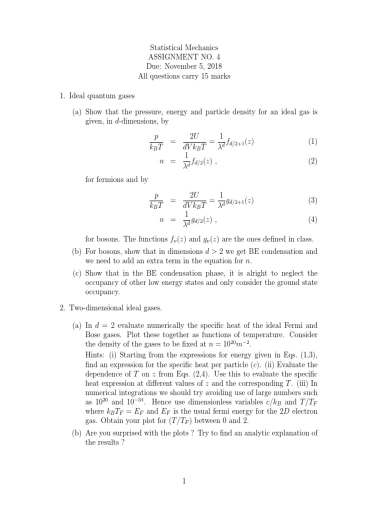 Assignment 4 | PDF | Gases | Chemistry