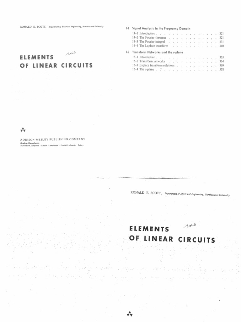Elements of Linear Circuits, R E Scott, 1965, 4 Transforms | PDF