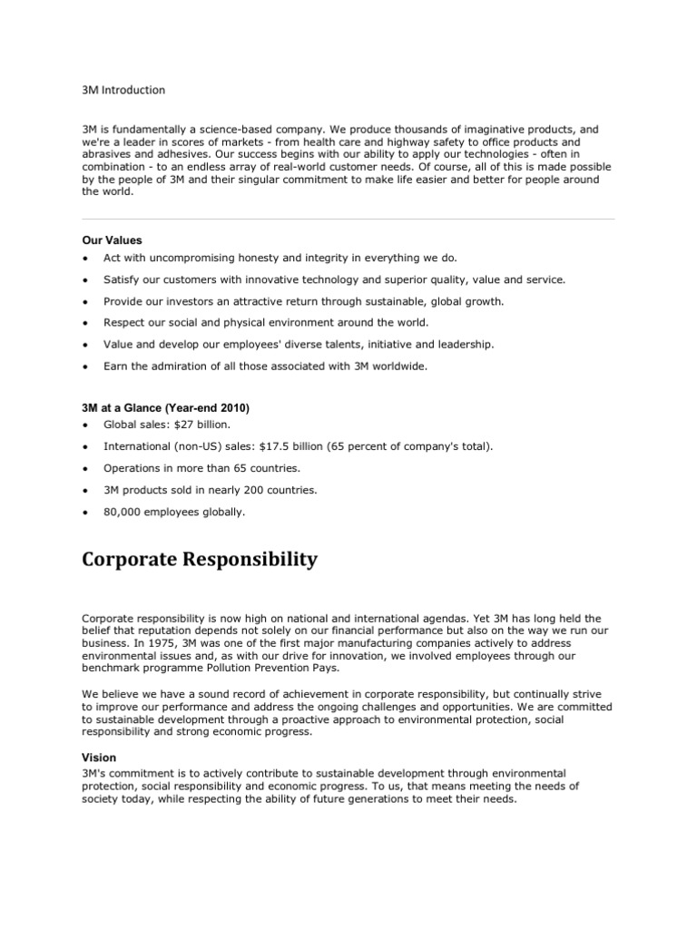 3M SWOT Analysis | PDF | Sustainability | Corporate Social Responsibility