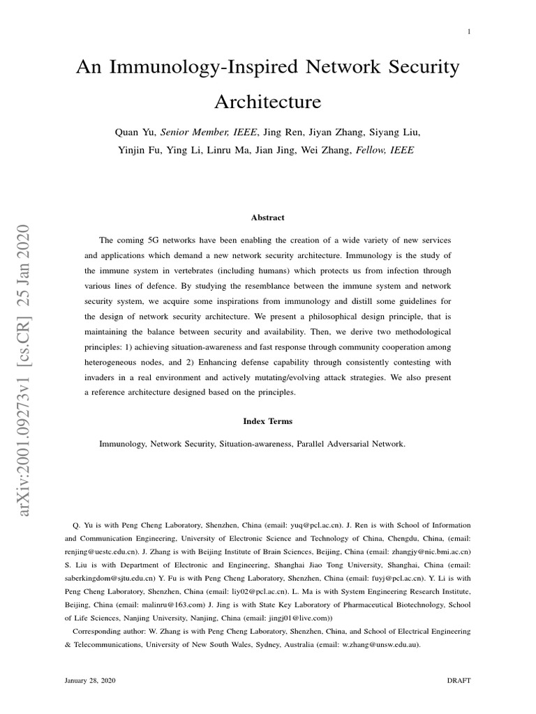 Immunology-Inspired Network Security | PDF | Immune System | Adaptive Immune System