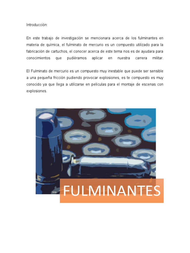 FULMINANTES | PDF | Compuestos químicos | Mercurio (Elemento)