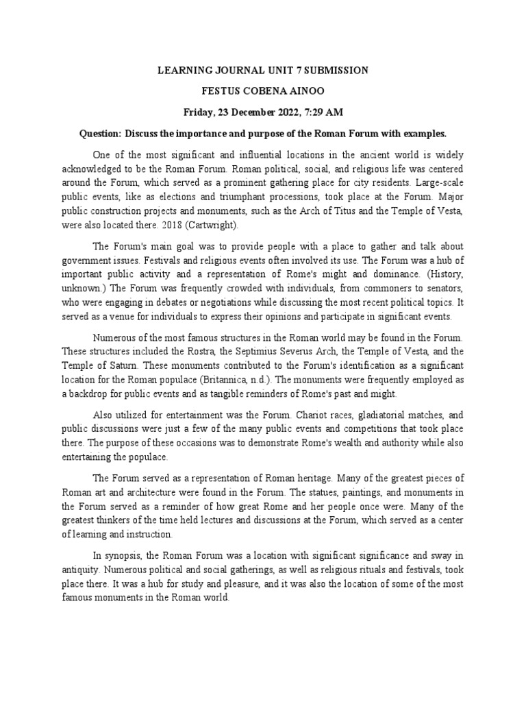 Learning Journal Unit 7 Submission Pdf Roman Empire